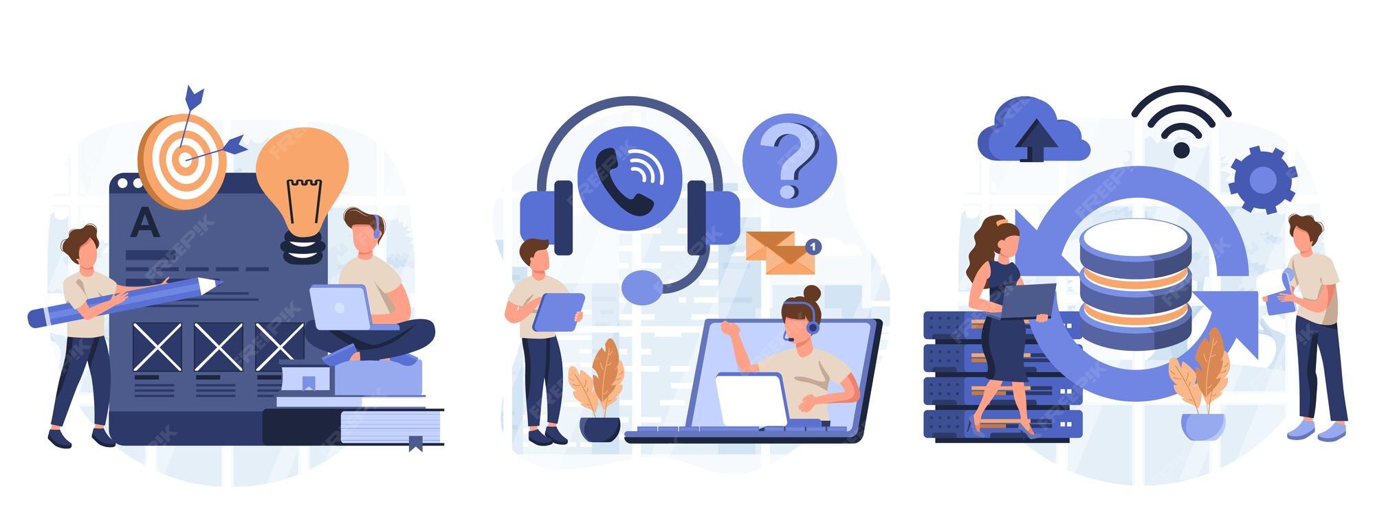 Premium Vector | Big it profession collection programmer write software and create code for computer