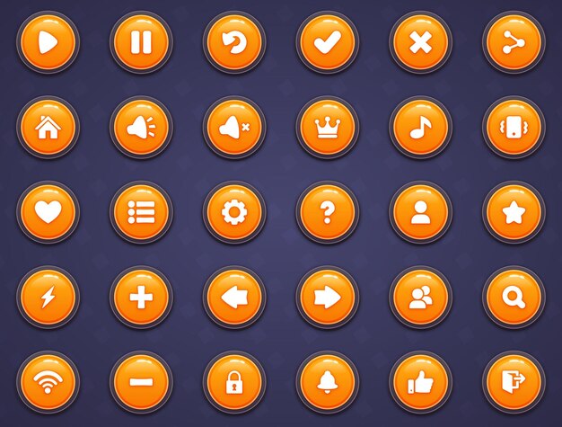 Premium Vector | Game ui set of buttons in cartoon style gui to build ... Premium Vector | Game ui set of buttons in cartoon style gui to build ...
