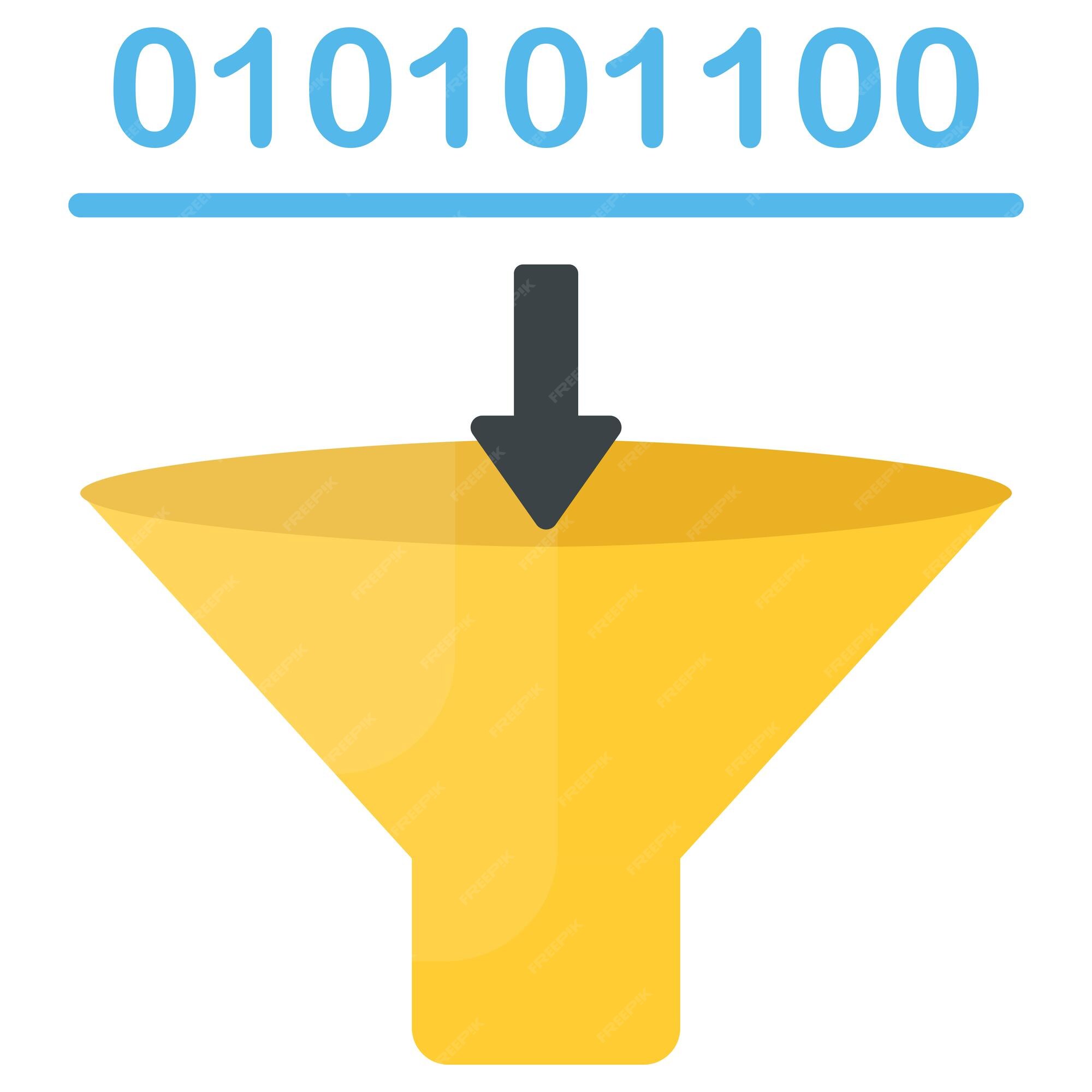 Premium Vector | Binary code funnel concept data vector design software and web development ...