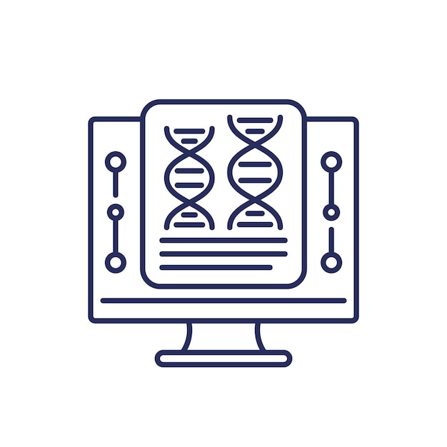 Premium Vector | Bioinformatics line icon with dna Premium Vector | Bioinformatics line icon with dna