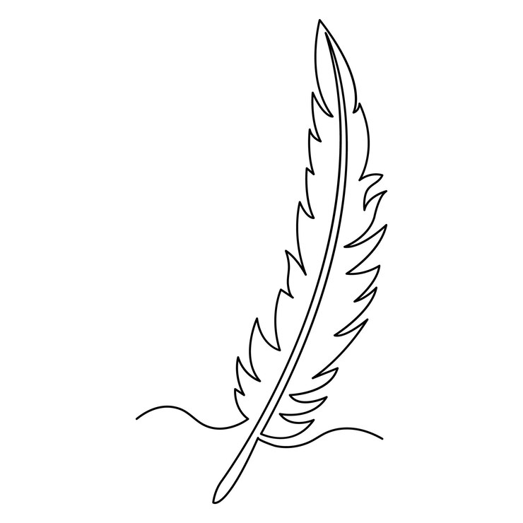 Premium Vector Bird Feather Continuous Single Line Hand Drawn To Outline Vector Art Illustration