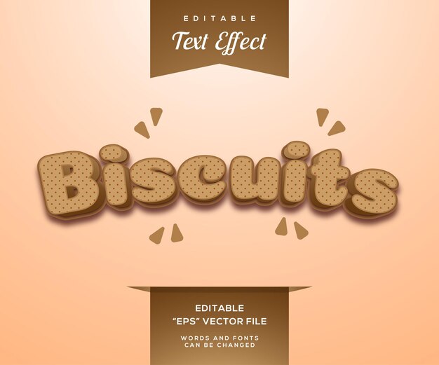 Premium Vector | Biscuits brown style text effect Premium Vector | Biscuits brown style text effect
