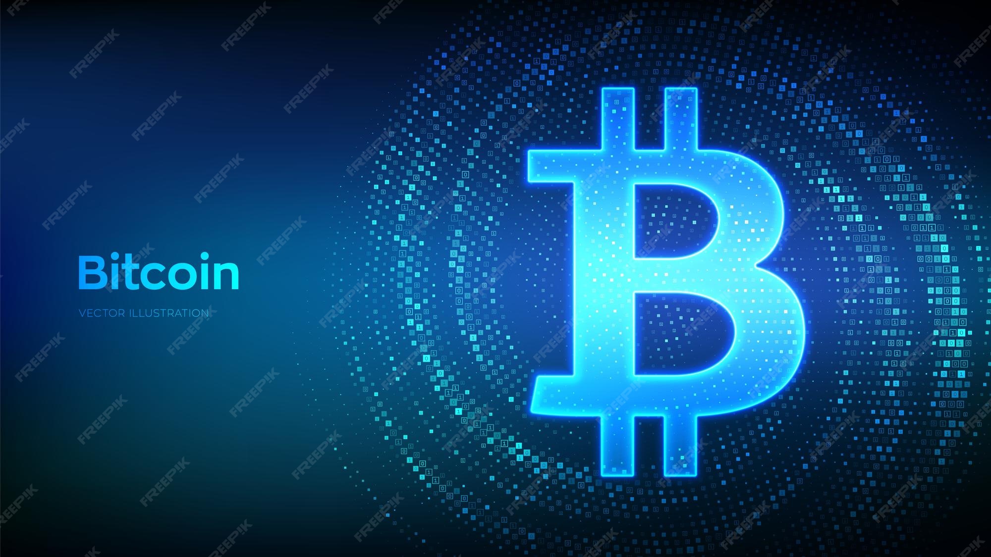 Premium Vector | Bitcoin icon made with binary code blockchain technology bitcoin digital ...