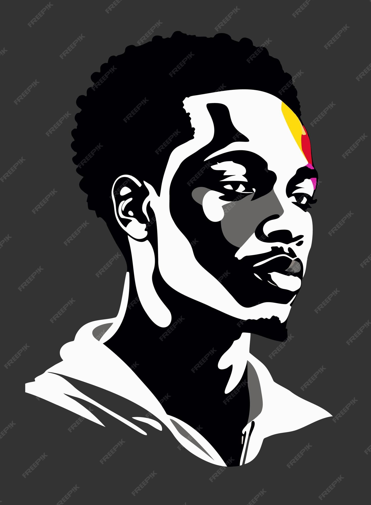 Premium Vector Black African American Afro Male Face Portrait Vector