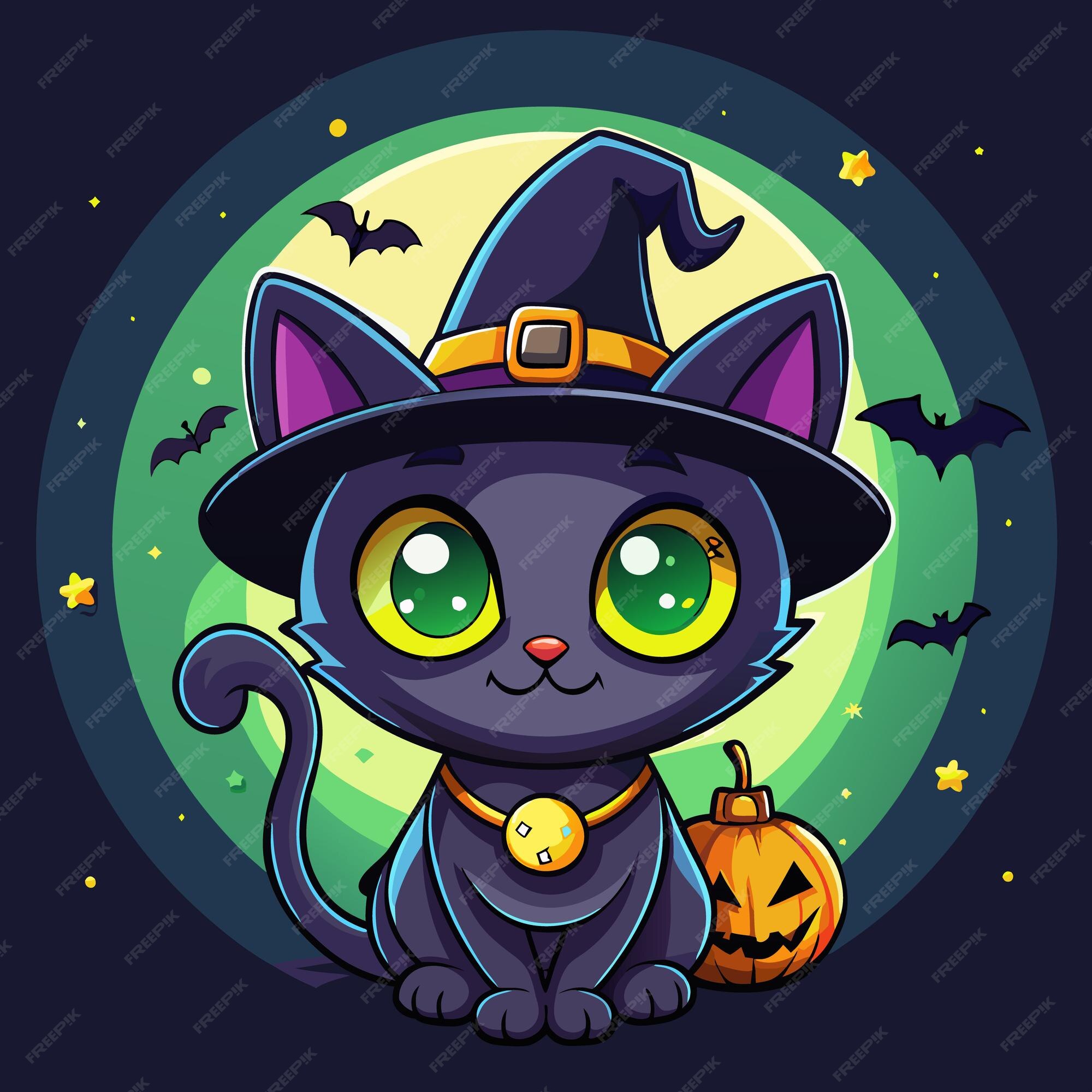 Black Cat In Halloween Costume Premium Ai Generated Vector
