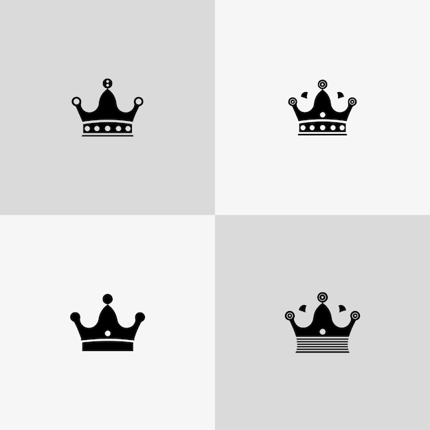 Premium Vector | Black crown silhouette icon set Premium Vector | Black crown silhouette icon set