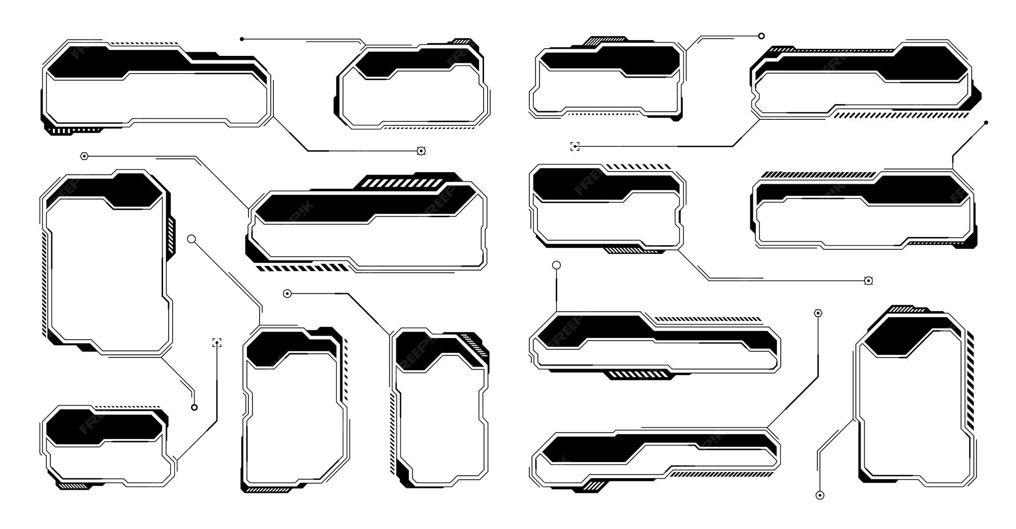 Premium Vector | Black futuristic hud or ui elements scifi user interface text boxes callouts ...