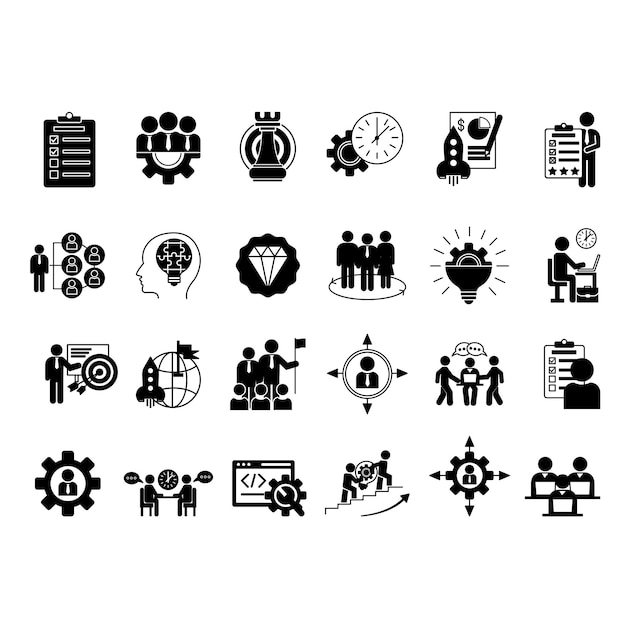 Premium Vector | Black Set of Management Icons Premium Vector | Black Set of Management Icons