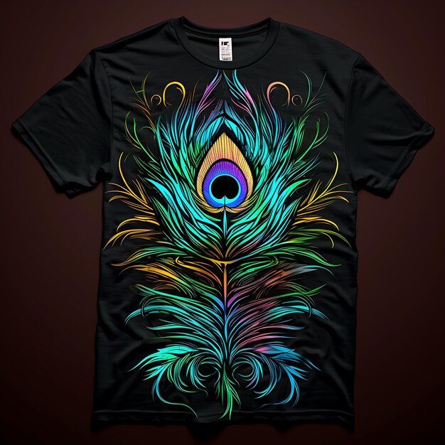 Premium Vector A Black T Shirt With Peacock Feathers On The Front And The Word Peacock On