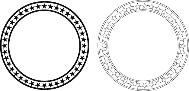 Premium Vector | Black white circular star frame Premium Vector | Black white circular star frame