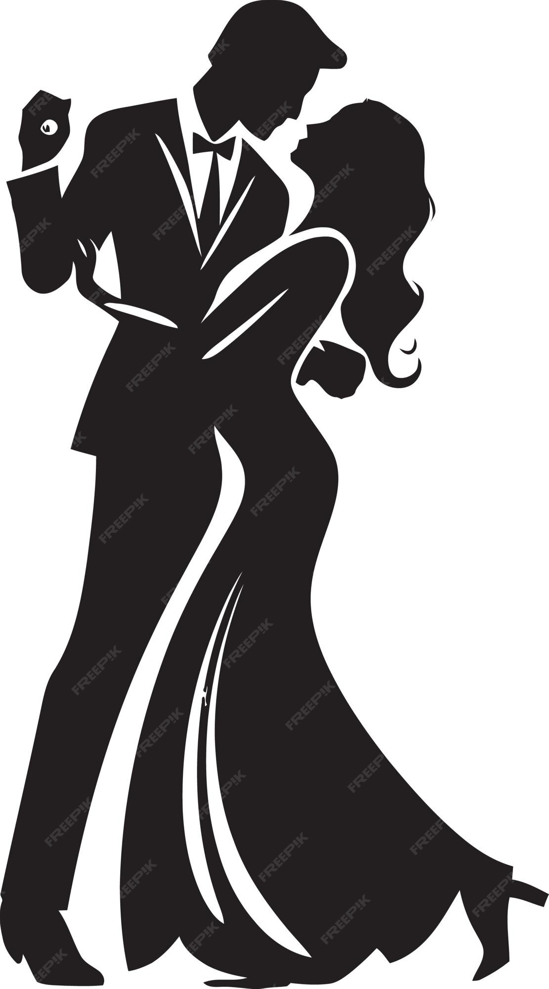 Premium Vector A Black And White Drawing Of A Woman In A Long Dress And A Long Black Dress