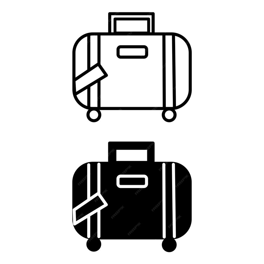 Premium Vector | Black and white icon of travel bags Premium Vector | Black and white icon of travel bags