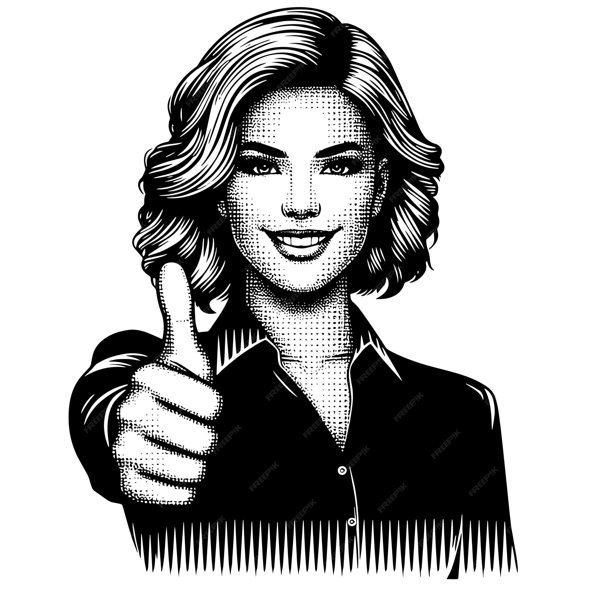 Premium Vector Black And White Illustration Of A Woman In A Business