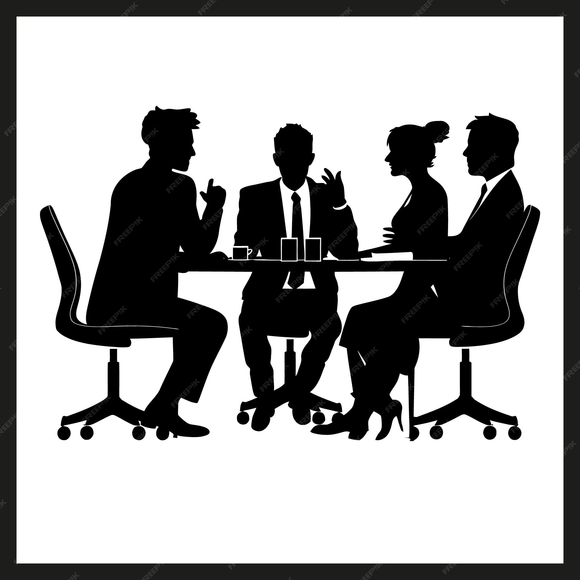 Premium Vector | A black and white photo of three people sitting at a ... Premium Vector | A black and white photo of three people sitting at a ...