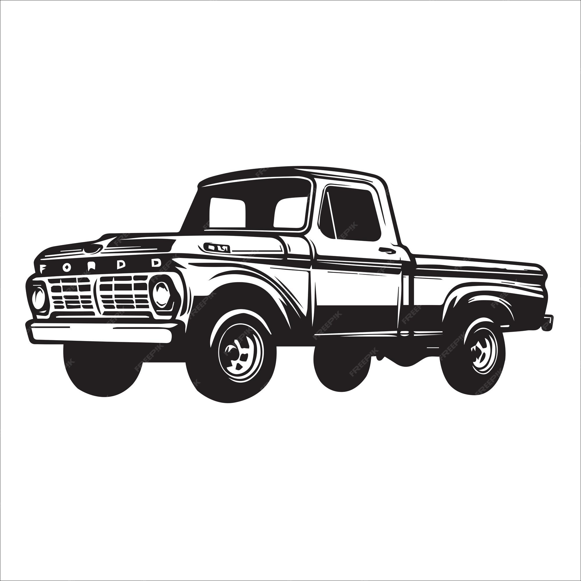 Black and white Pickup Truck vector illustration | Premium AI-generated ... Black and white Pickup Truck vector illustration | Premium AI-generated ...