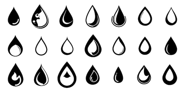 Premium Vector | Black and white set of Vector black drop icon on white ... Premium Vector | Black and white set of Vector black drop icon on white ...