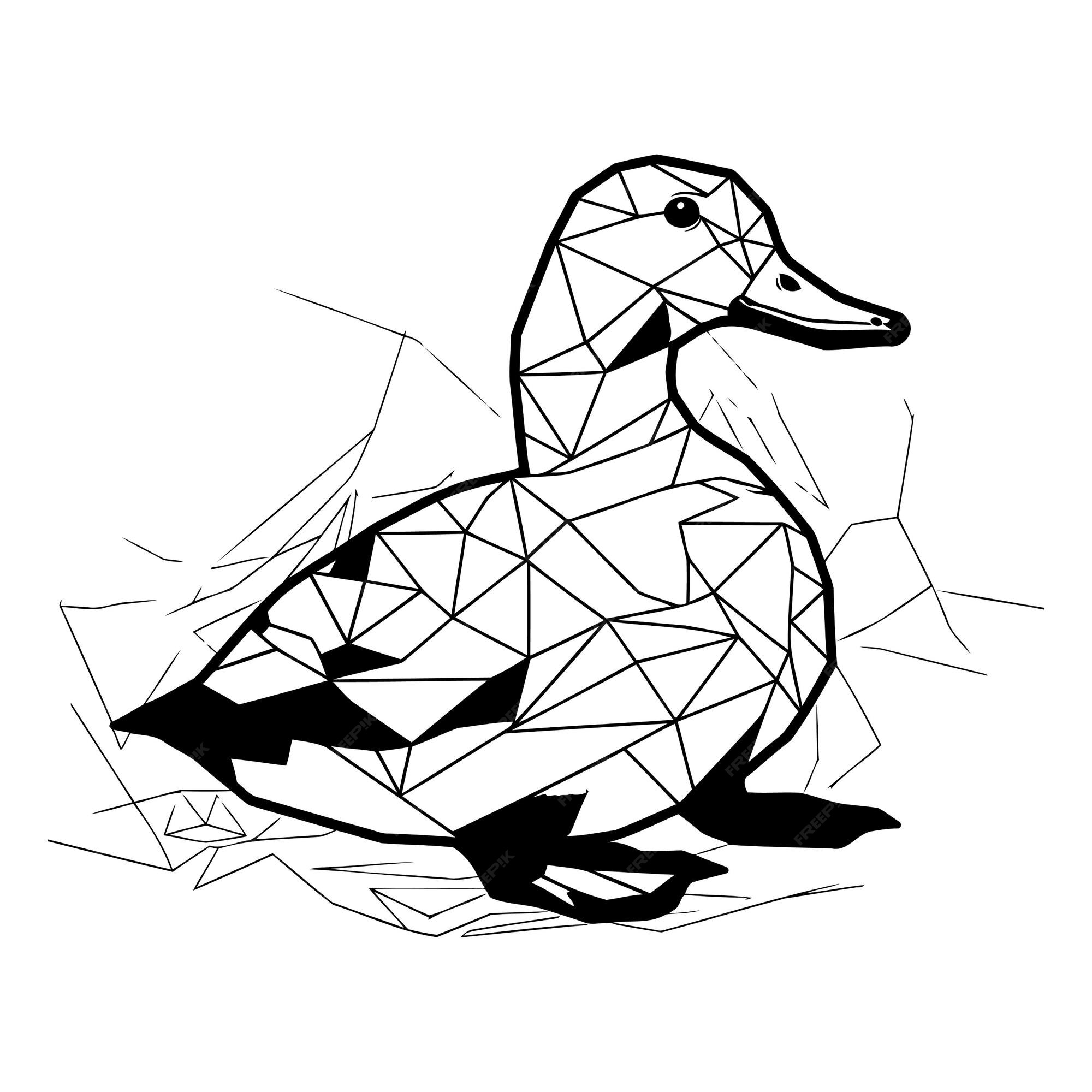 Premium Vector | Black and white vector illustration of a duck on a ... Premium Vector | Black and white vector illustration of a duck on a ...