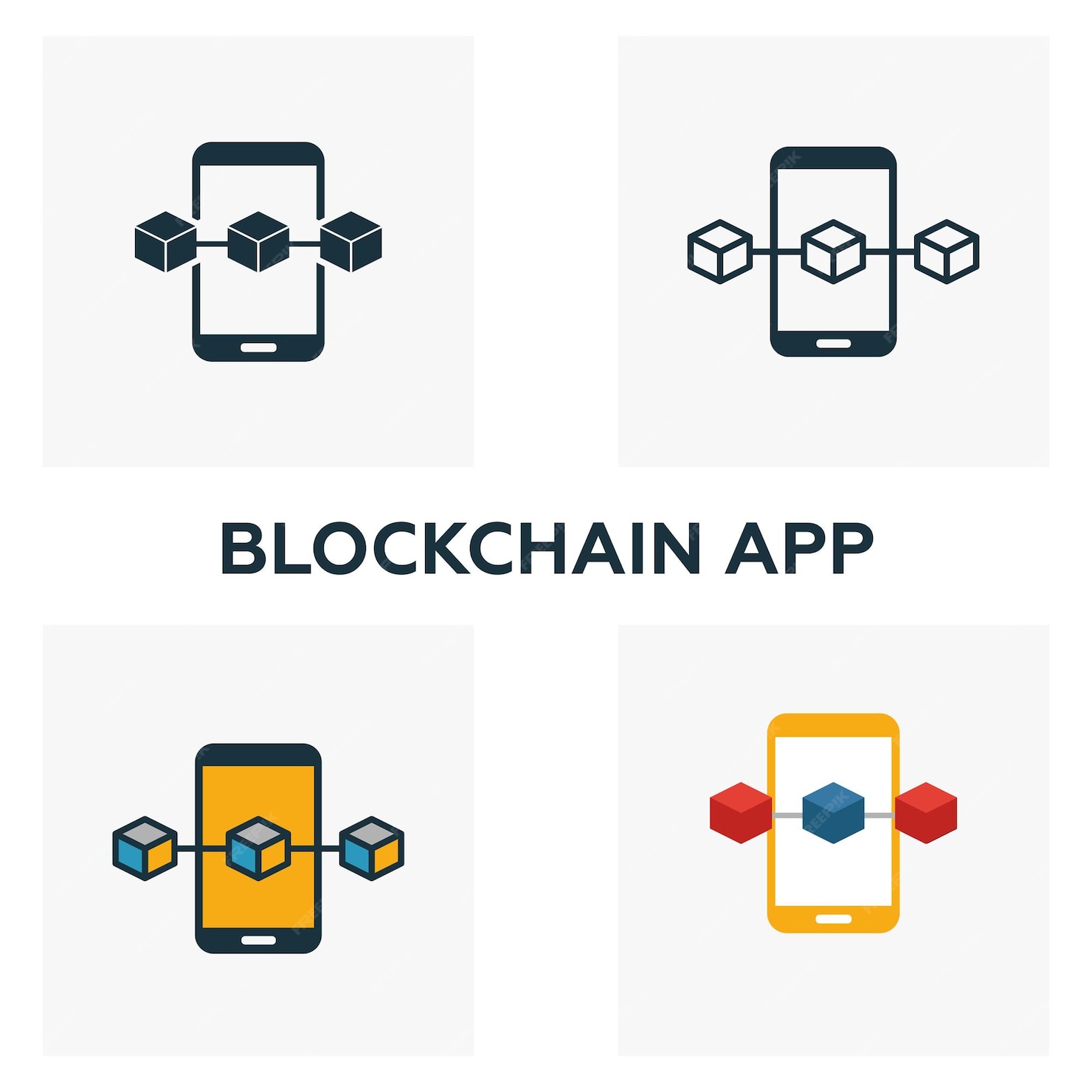 Premium Vector | Blockchain app icon set four elements in diferent ... Premium Vector | Blockchain app icon set four elements in diferent ...