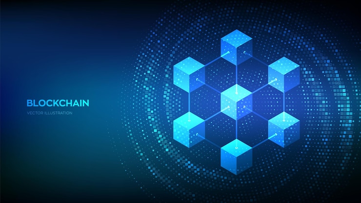 Blockchain 기술 배경 Binary Data Flow 디지털 코드로 만든 가상 터널 워프 사이버 공간의 정보 블록 분산