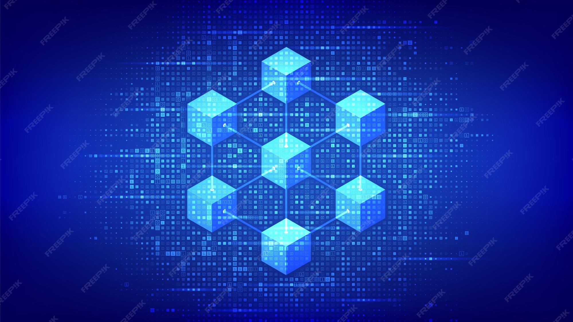 이진 코드로 만든 Blockchain 기술 배경 사이버 공간의 정보 블록 분산 네트워크 Fintech 암호 화폐 매트릭스 배경