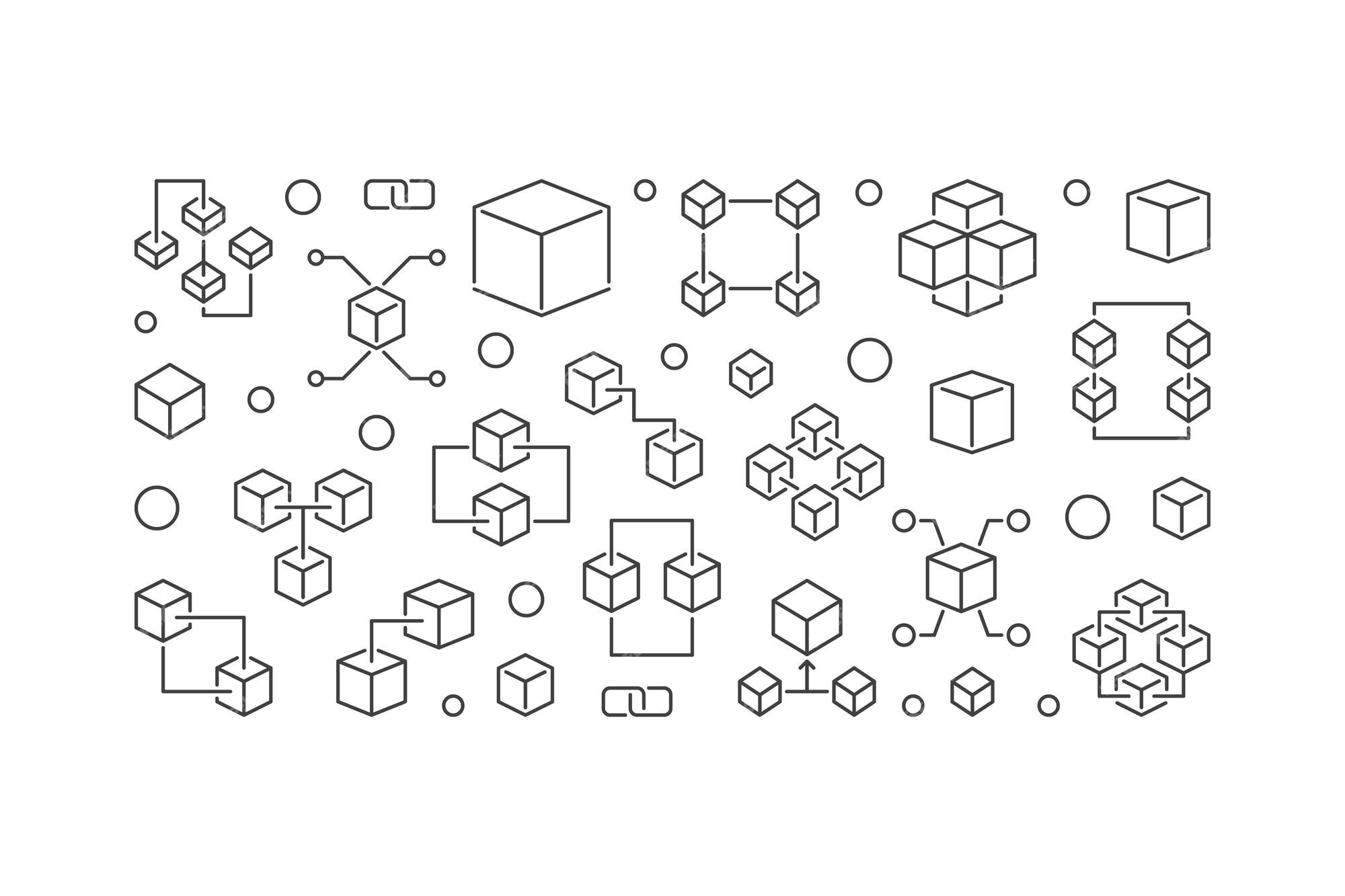 Premium Vector | Blockchain technology vector concept linear horizontal ... Premium Vector | Blockchain technology vector concept linear horizontal ...