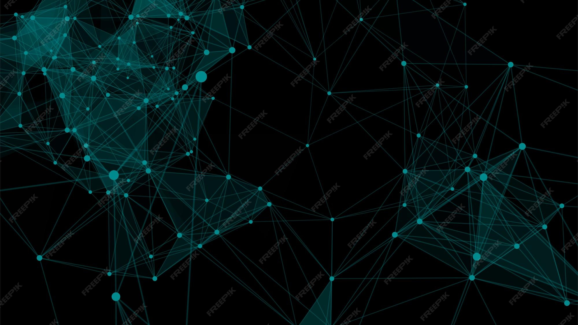 Premium Vector Blue Abstract Background With Connection Lines Dots And Triangles Technology