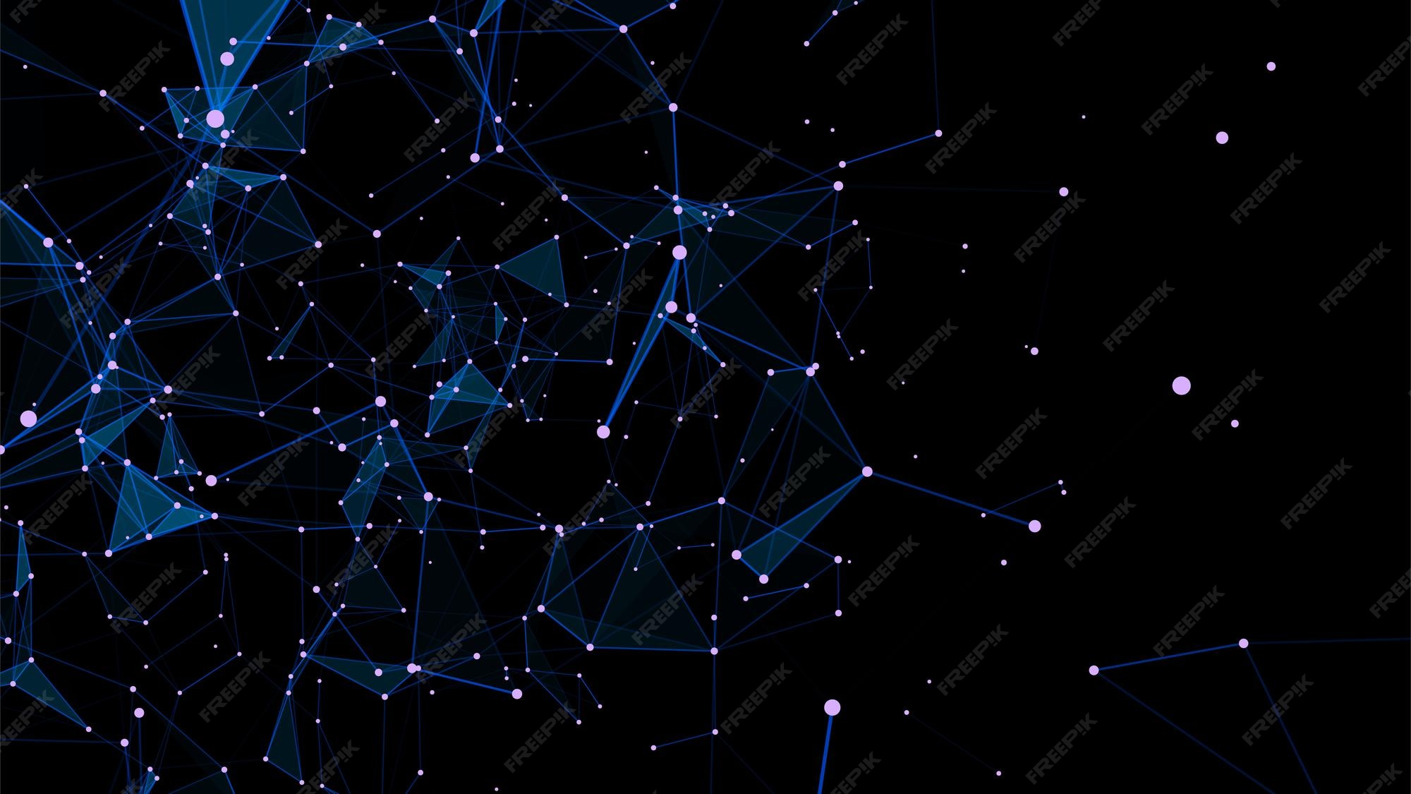 Premium Vector Blue Abstract Background With Connection Lines Dots And Triangles Technology