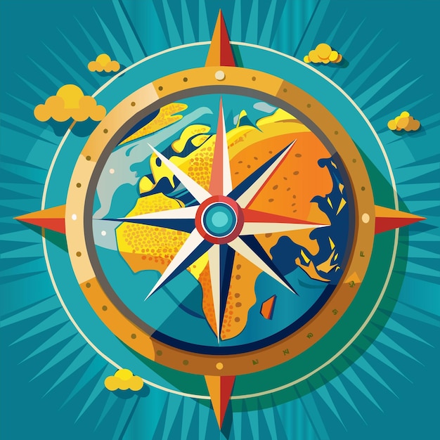 Premium Vector A Blue Background With A Compass And A Compass With