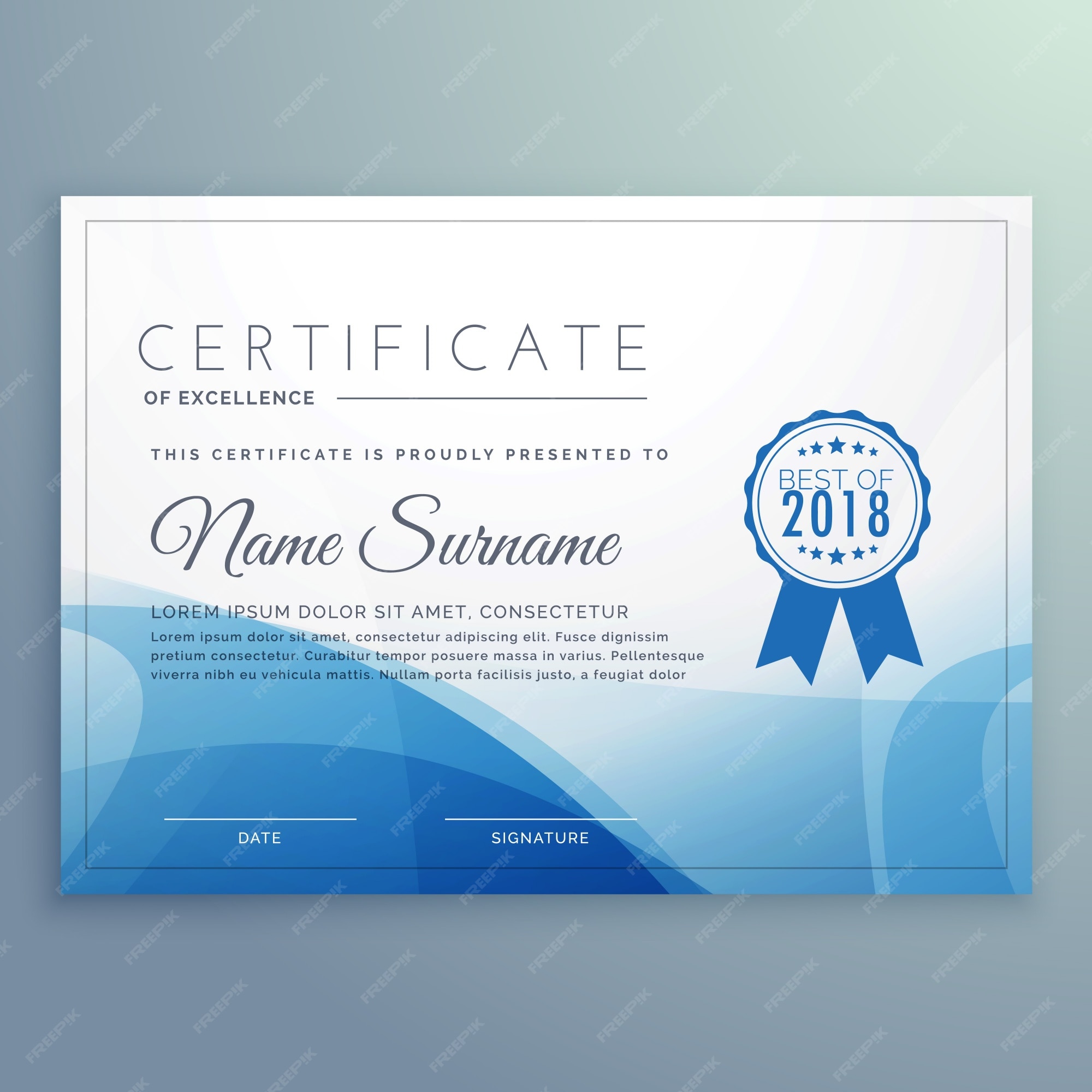 Premium Vector | Blue certificate template design vector Premium Vector | Blue certificate template design vector