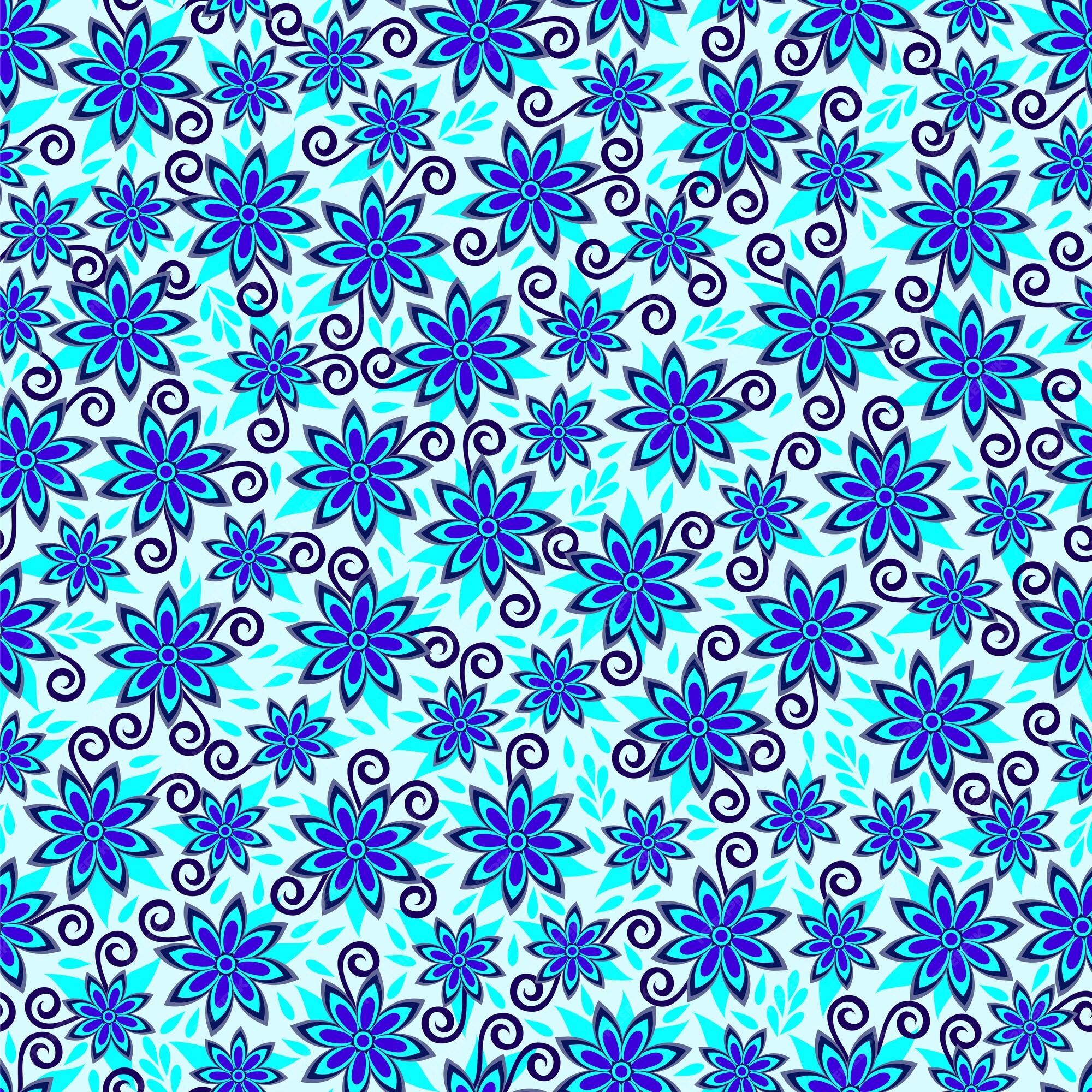 Premium Vector | Blue floral pattern. seamless background. vector ... Premium Vector | Blue floral pattern. seamless background. vector ...