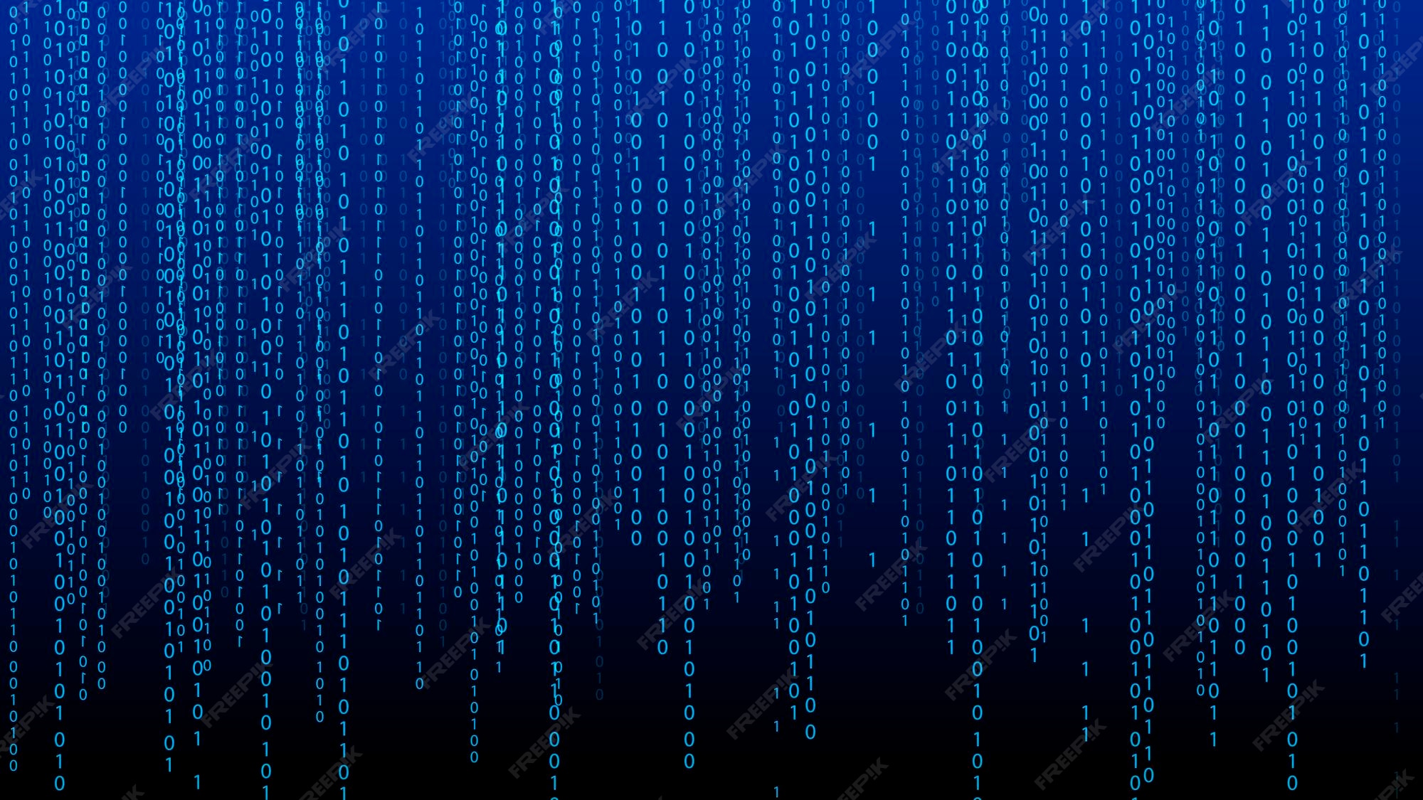 Premium Vector Blue Matrix Background Falling Numbers On Screen Technology Stream Binary Code