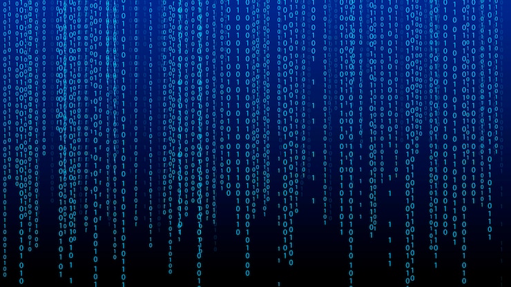 Premium Vector | Blue matrix background falling numbers on screen ...