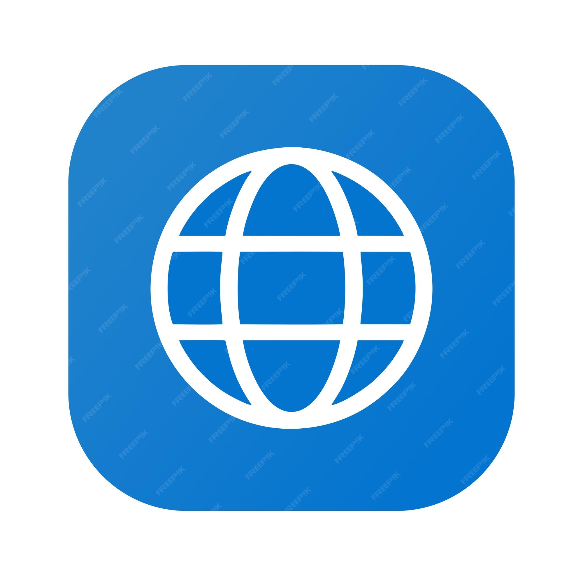 Premium Vector | A blue square with a globe icon on it Premium Vector | A blue square with a globe icon on it