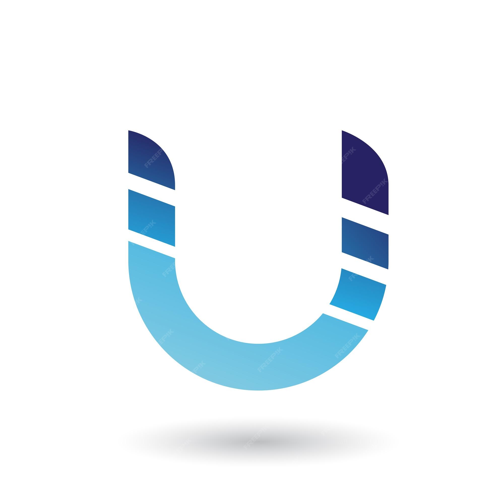 Premium Vector | Blue striped bold icon for letter u vector illustration Premium Vector | Blue striped bold icon for letter u vector illustration