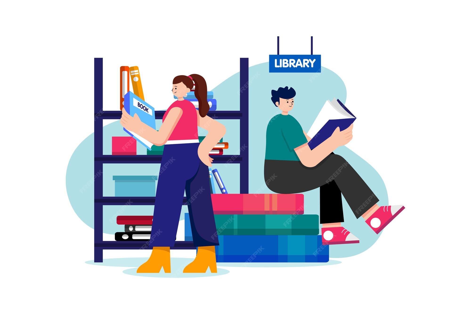Premium Vector | Book library Premium Vector | Book library