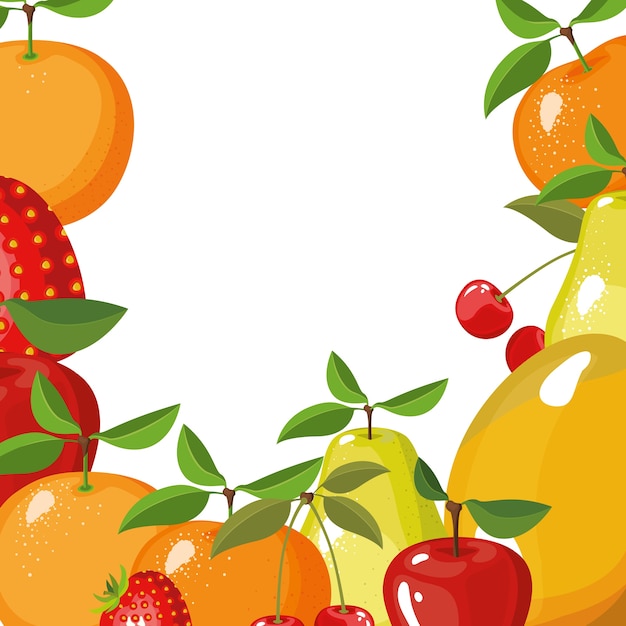Premium Vector | Border of different types of delicious fruits Premium Vector | Border of different types of delicious fruits