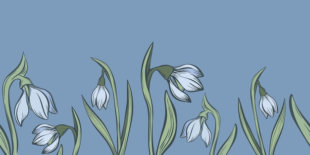 Premium Vector | Botanical snowdrop flower seamless pattern Premium Vector | Botanical snowdrop flower seamless pattern
