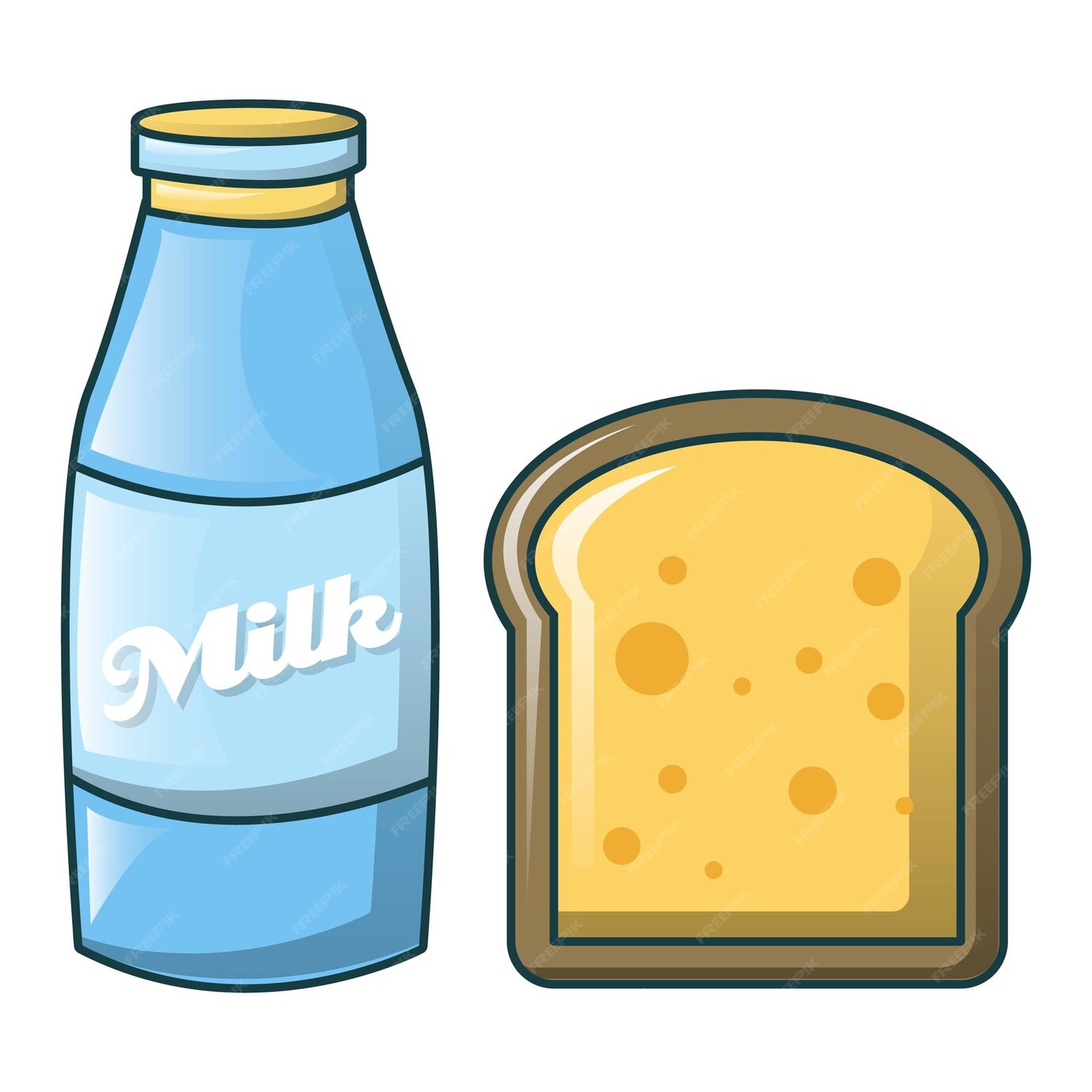Premium Vector Bottle Of Milk And Bread Icon Cartoon Of Bottle Of Milk And Bread Vector Icon