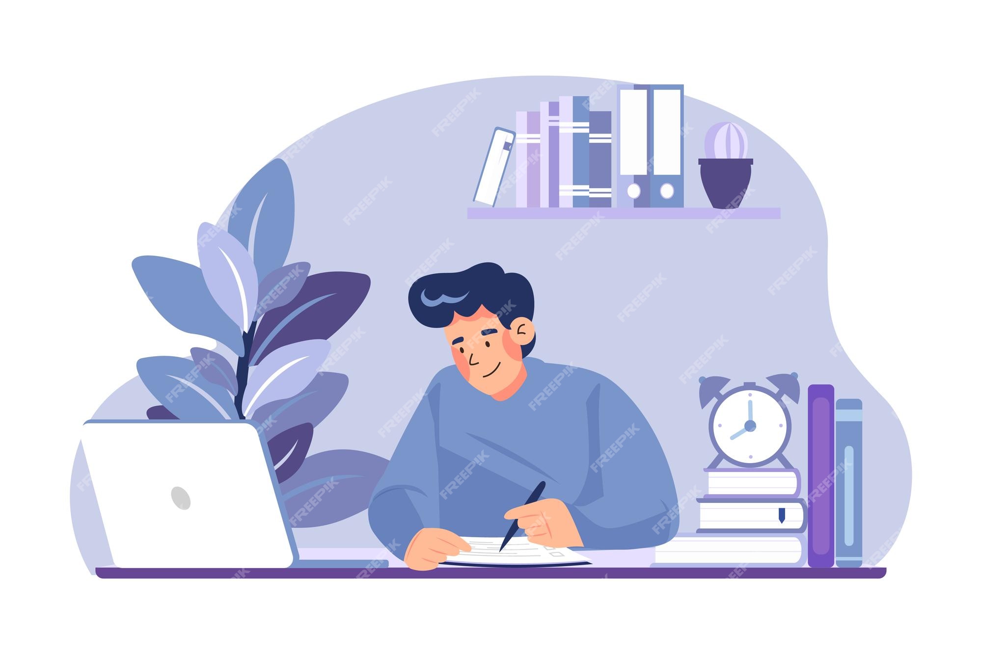 Premium Vector | Boy doing exam preparation Illustration concept on ... Premium Vector | Boy doing exam preparation Illustration concept on ...