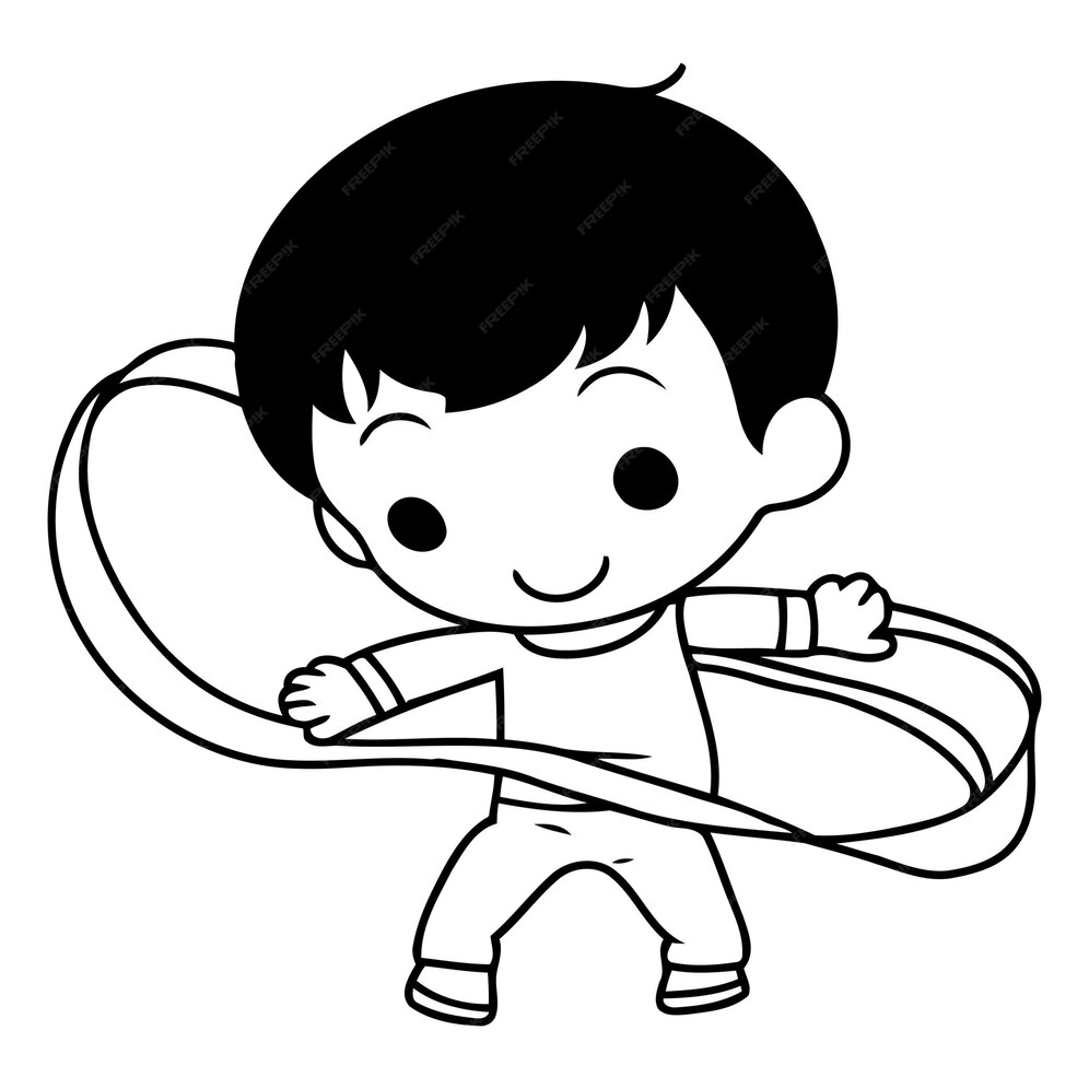 Premium Vector | Boy doing exercises with hulahoop Premium Vector | Boy doing exercises with hulahoop
