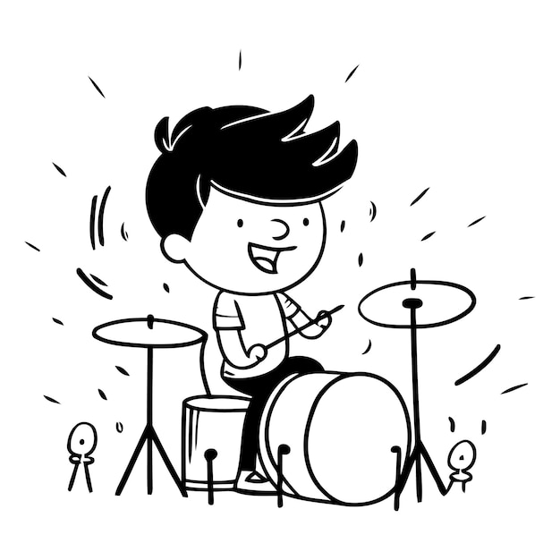 Premium Vector | Boy playing drums cute little boy playing drums Premium Vector | Boy playing drums cute little boy playing drums