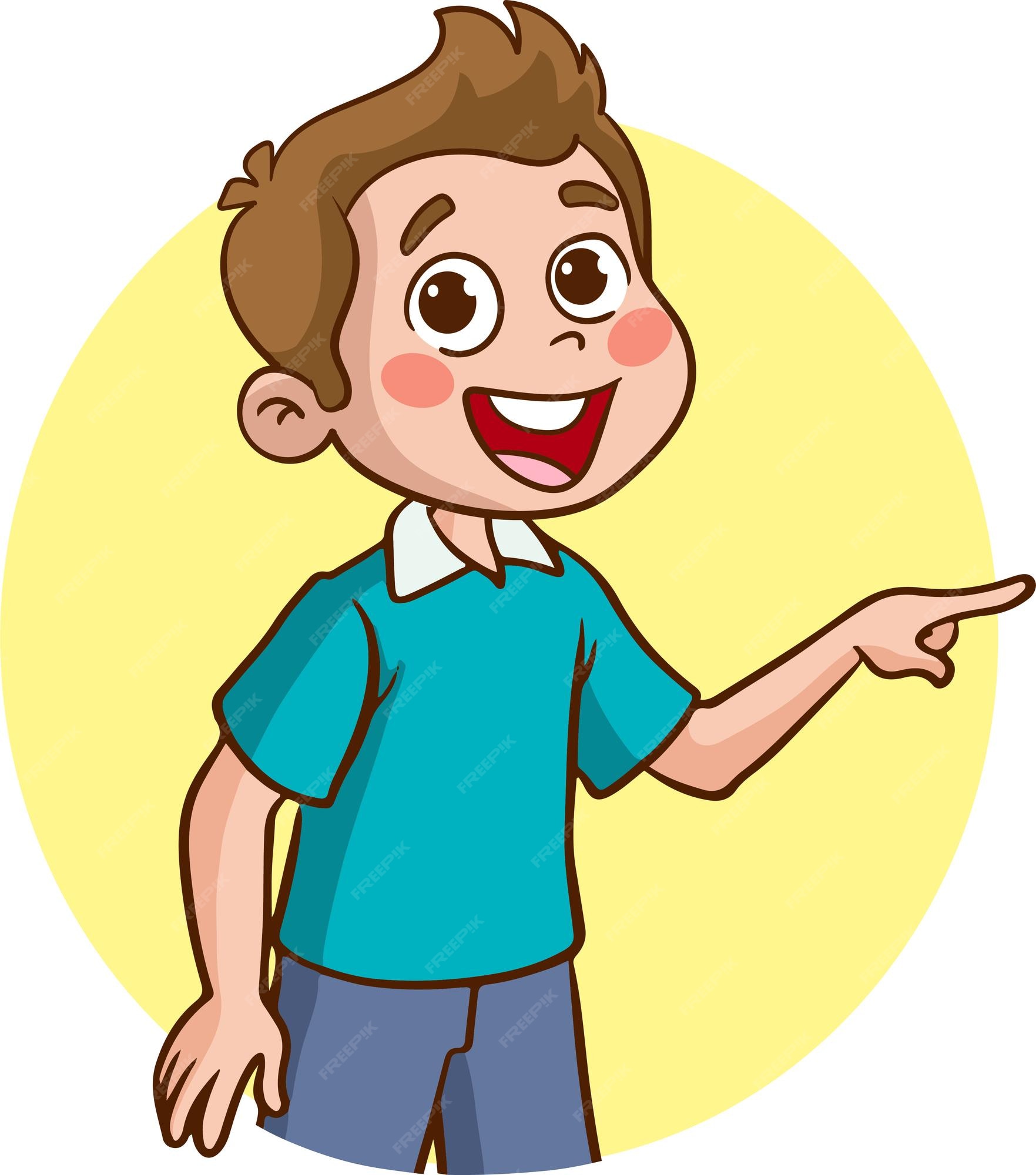 Premium Vector | A boy pointing to the right with a yellow background. Premium Vector | A boy pointing to the right with a yellow background.