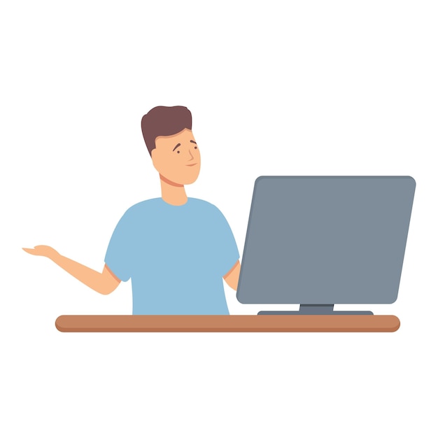 Premium Vector | Boy programming icon cartoon vector school classroom ... Premium Vector | Boy programming icon cartoon vector school classroom ...