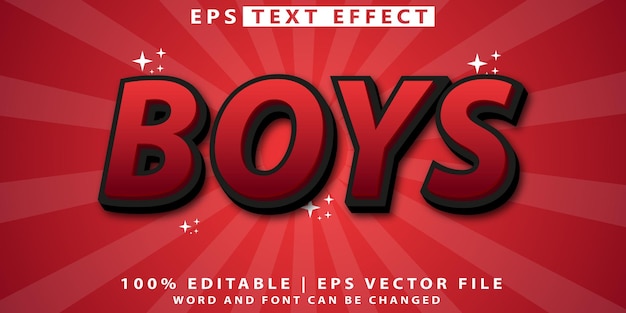 Premium Vector | Boys editable premium 3d vector text effect Premium Vector | Boys editable premium 3d vector text effect