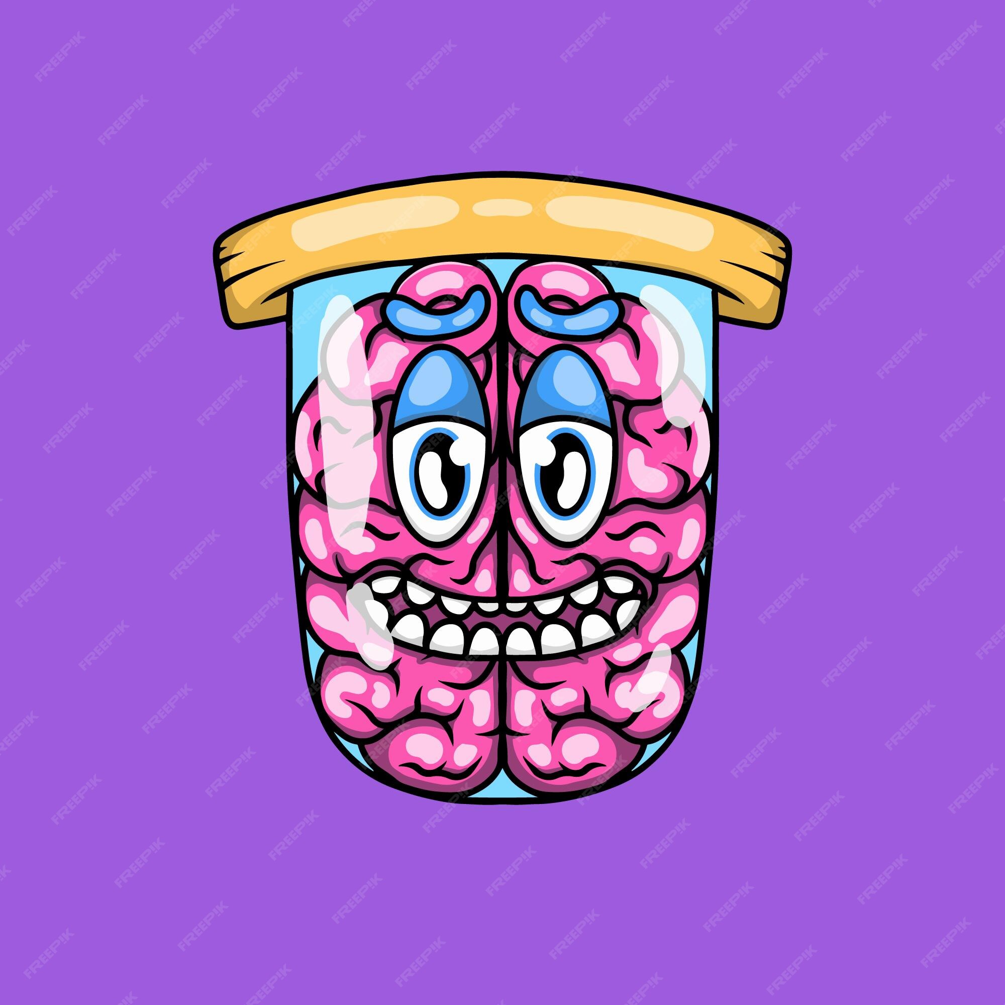 Premium Vector Brain On Jar With Eyes Cute Colorful Style Illustration