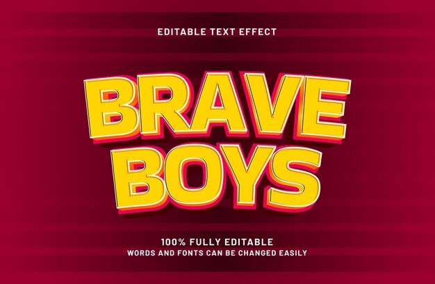 Premium Vector | Brave boys editable text effect in happy and joy text ... Premium Vector | Brave boys editable text effect in happy and joy text ...