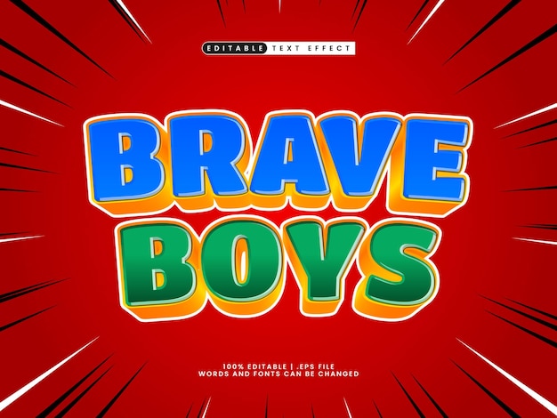 Premium Vector | Brave boys editable text effect in superhero text style Premium Vector | Brave boys editable text effect in superhero text style