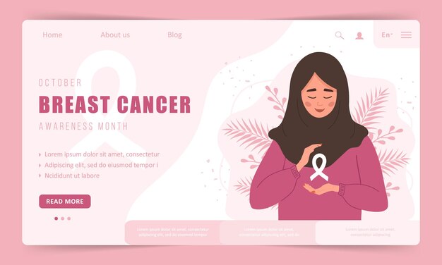 Free Vector Gradient Breast Cancer Awareness Month Landing Page Template