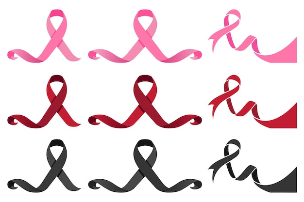 Premium Vector Breast Cancer Awareness Month Pink Red Black Ribbon