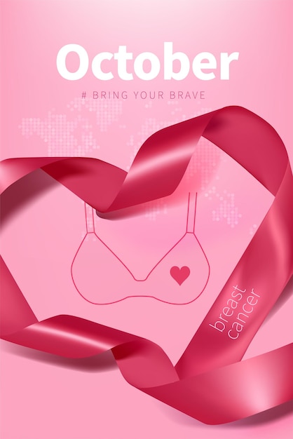 Premium Vector Breast Cancer Awareness Month Poster Background